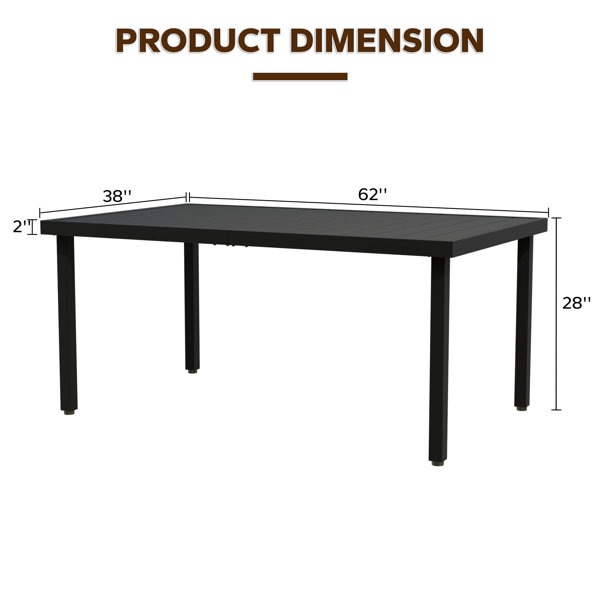 Latitude Run® Rectangular Steel Outdoor Dining Table & Reviews | Wayfair